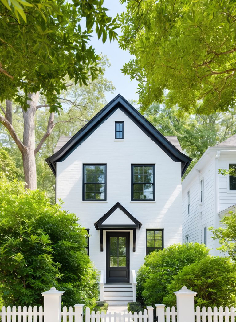 28 White Home Exterior with Black Trim: Timeless Elegance for Your Dream House