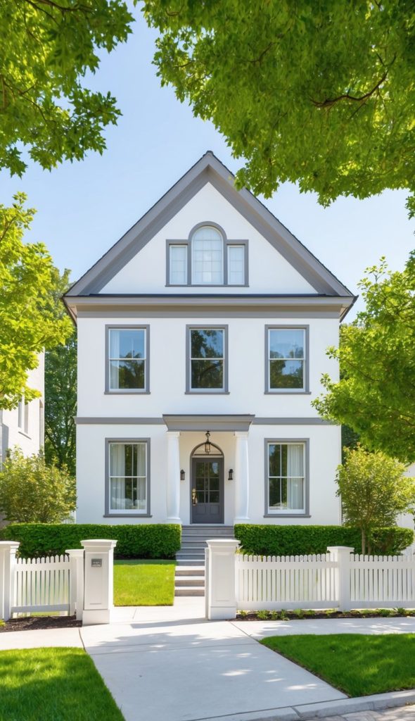 32 White Home Exterior with Gray Trim Ideas: Timeless Elegance for ...
