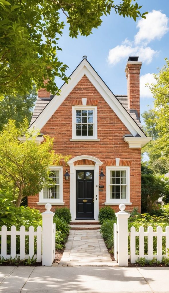 Timeless Elegance: Brick Houses with White Trim in Modern & Classic Designs
