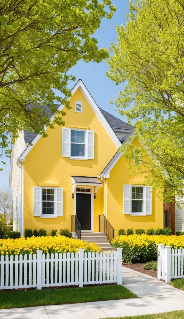 27 Yellow Home Exterior with White Shutters: Cheerful Charm for Your ...