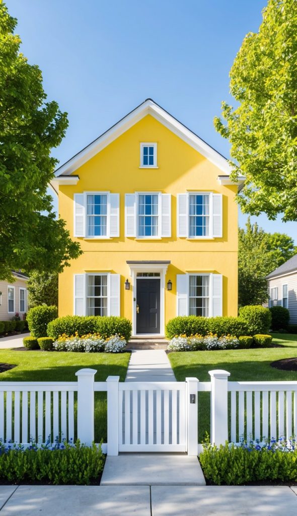 27 Yellow Home Exterior with White Shutters: Cheerful Charm for Your ...