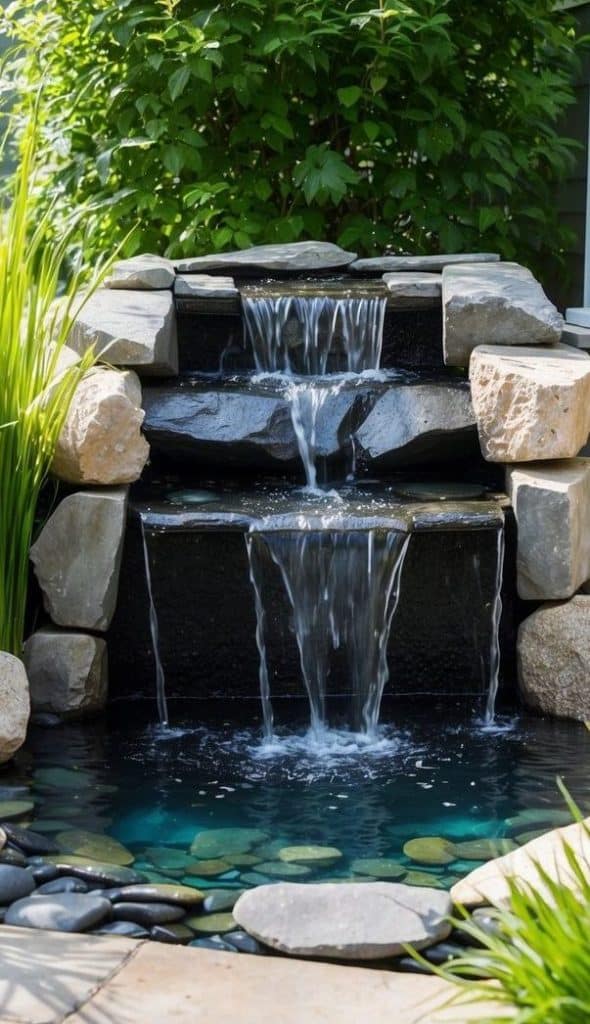 17 Small Garden Waterfall Ideas for a Tranquil Vibe - Bloom & Brick