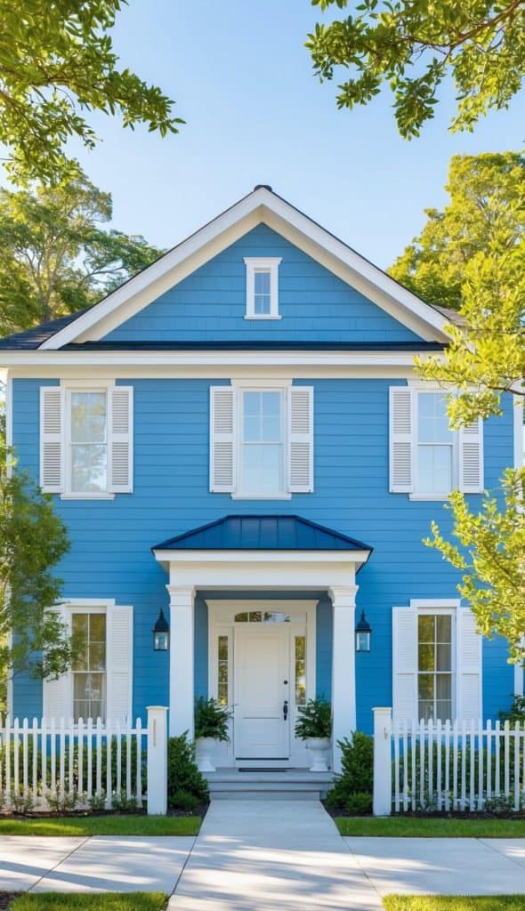 24 Blue Home Exterior With White Shutters: Bold, Classic Looks - Bloom ...