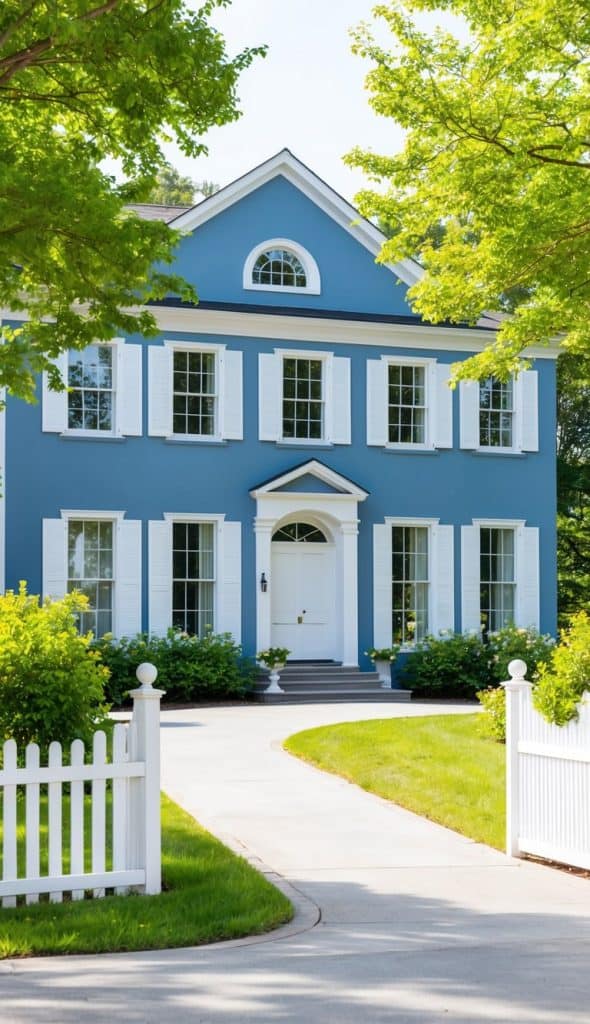 24 Blue Home Exterior With White Shutters: Bold, Classic Looks - Bloom ...