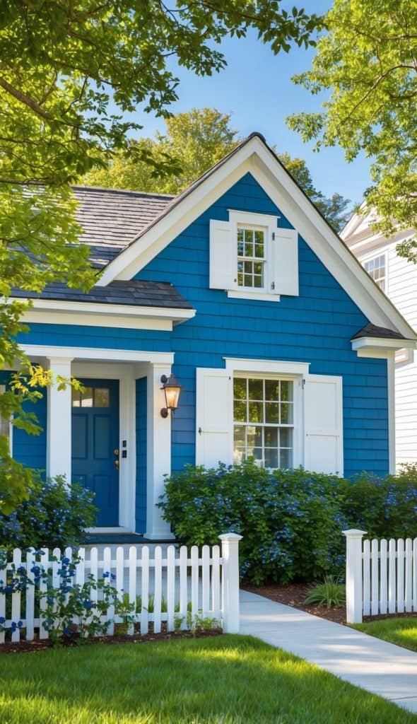 24 Blue Home Exterior With White Shutters: Bold, Classic Looks - Bloom ...