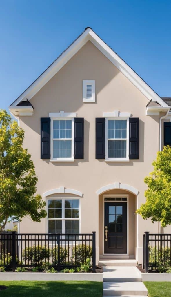 34 Beige Home Exterior with Black Shutters Offering Timeless Elegance ...