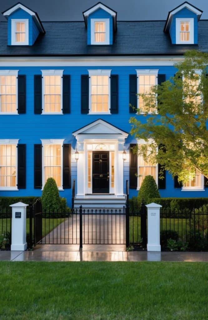 28 Blue Home Exterior with Black Shutters for Cool Contrast - Bloom & Brick