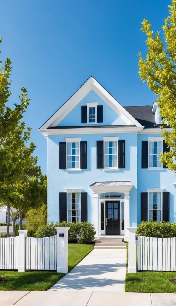 28 Blue Home Exterior with Black Shutters for Cool Contrast - Bloom & Brick
