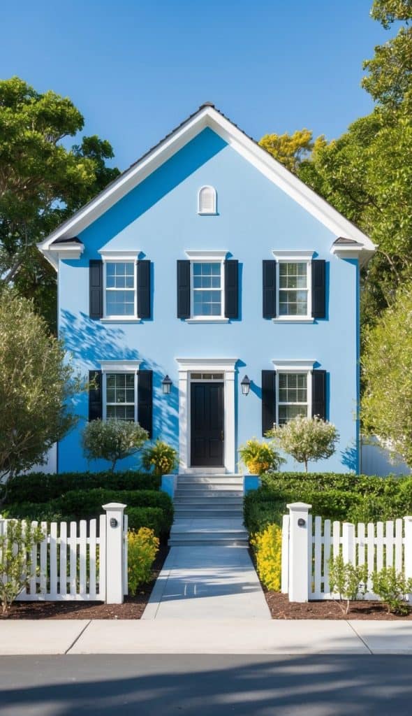 28 Blue Home Exterior with Black Shutters for Cool Contrast - Bloom & Brick