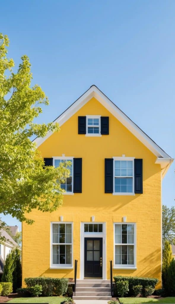 24 Yellow Home Exterior With Black Shutters: Bold & Cheery Ideas ...