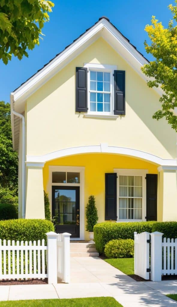 24 Yellow Home Exterior With Black Shutters: Bold & Cheery Ideas ...