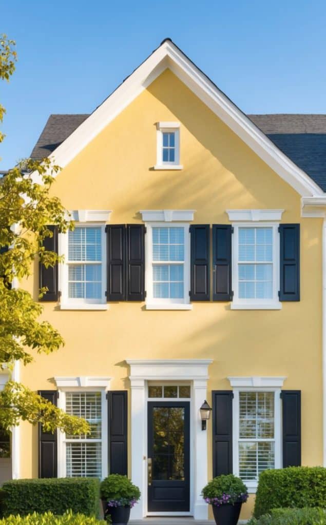 24 Yellow Home Exterior With Black Shutters: Bold & Cheery Ideas ...